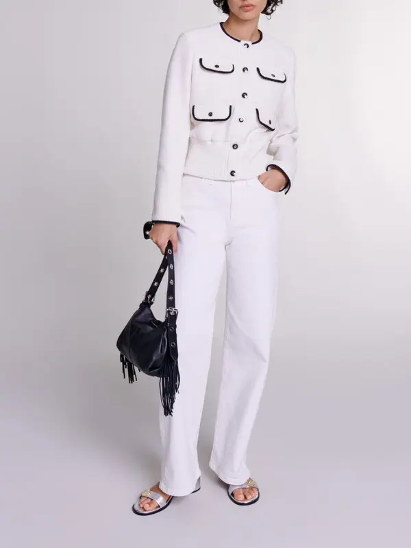 Maje Fitted Tweed Jacket With Braided Trims