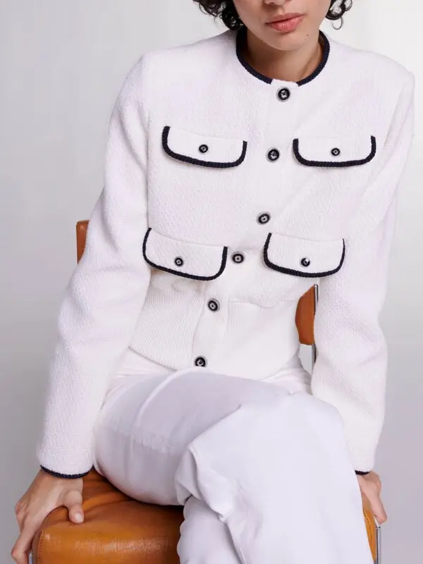 Maje Fitted Tweed Jacket With Braided Trims