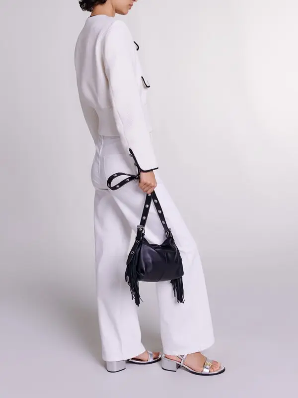 Maje Fitted Tweed Jacket With Braided Trims