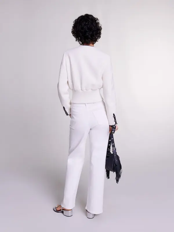 Maje Fitted Tweed Jacket With Braided Trims