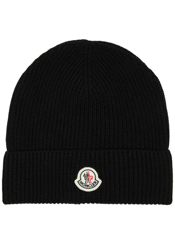 Moncler Logo Ribbed Cotton Beanie