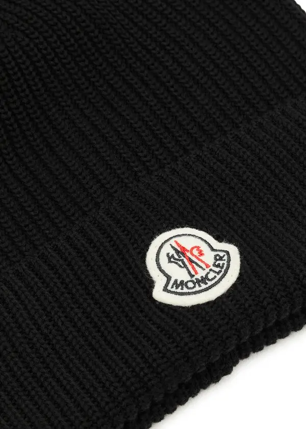 Moncler Logo Ribbed Cotton Beanie