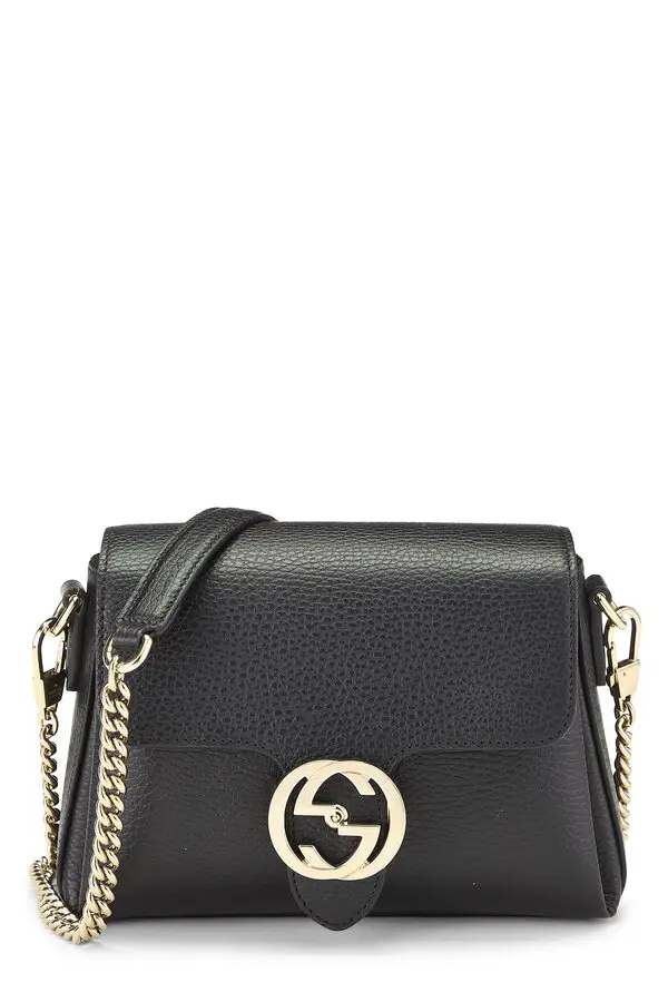 Gucci Leather Interlocking Shoulder Bag - Black
