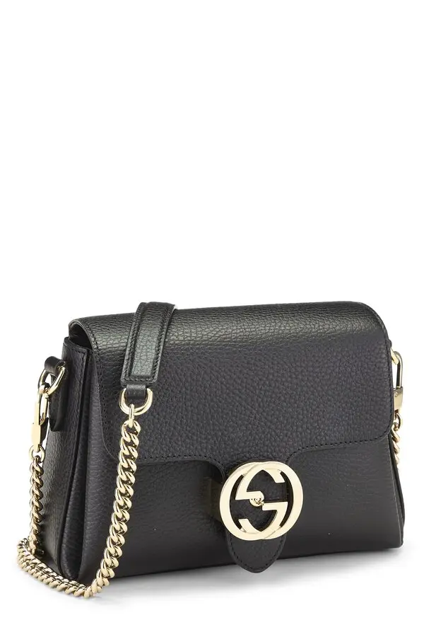 Gucci Leather Interlocking Shoulder Bag - Black