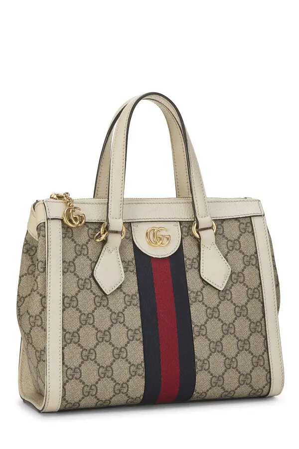 Gucci Original Gg Supreme Canvas Ophidia Tote - White