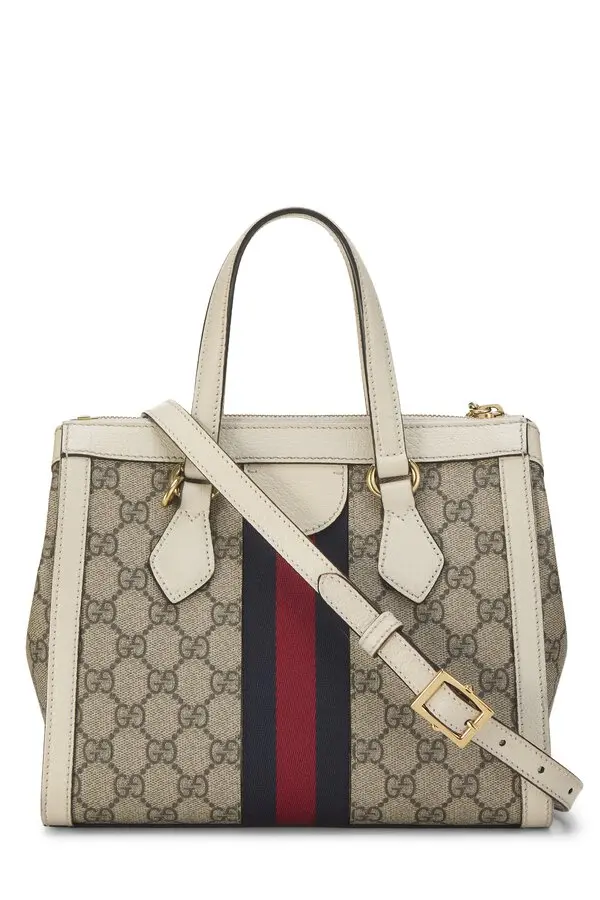 Gucci Original Gg Supreme Canvas Ophidia Tote - White