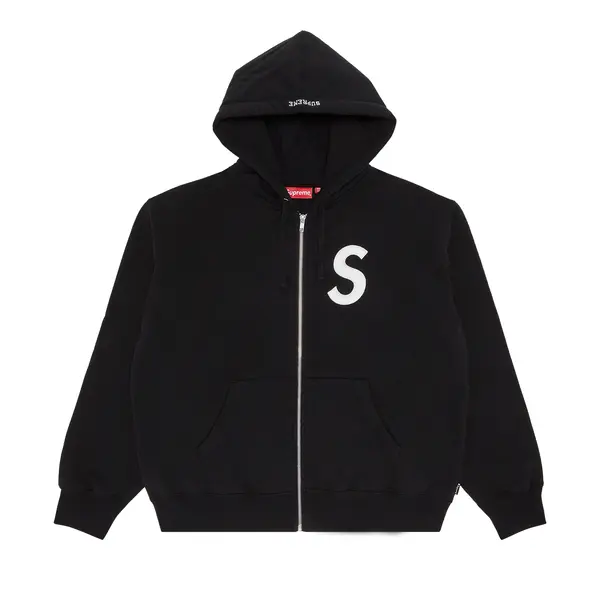 Supreme Logo Zip Up Hooded Sweatshirt - Black