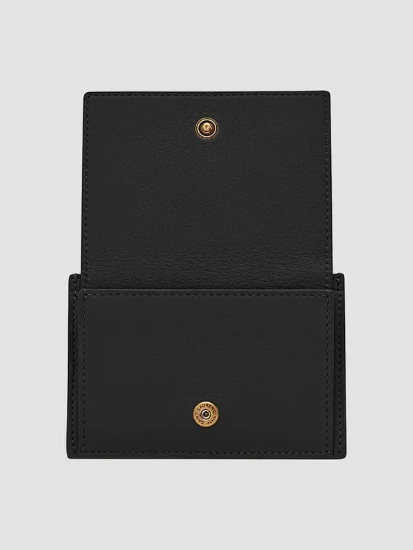 Saint Laurent Tiny Cassandre Card Case In Grained Leather