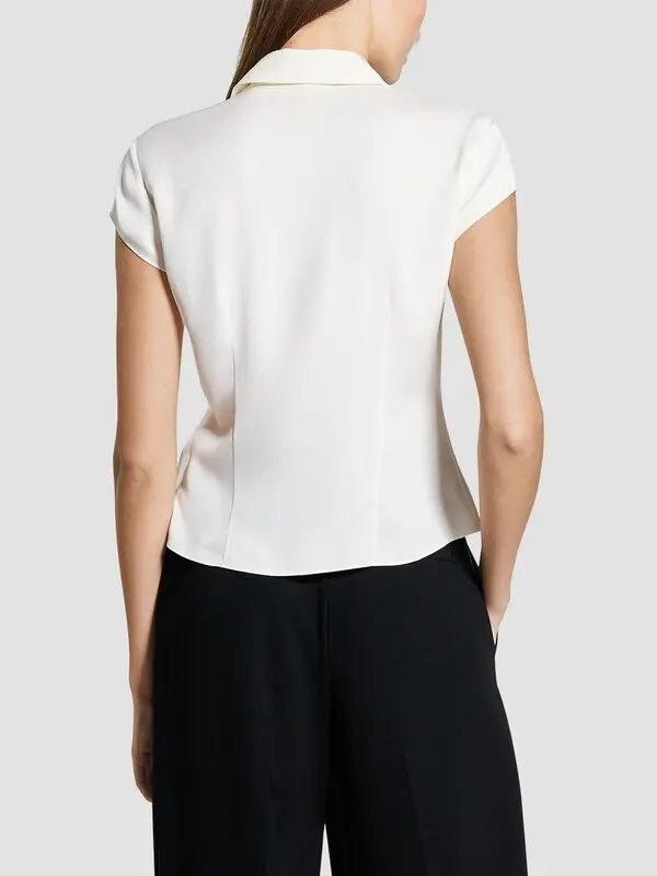 Theory Cap-sleeve Silk Button-front Shirt - Ivory