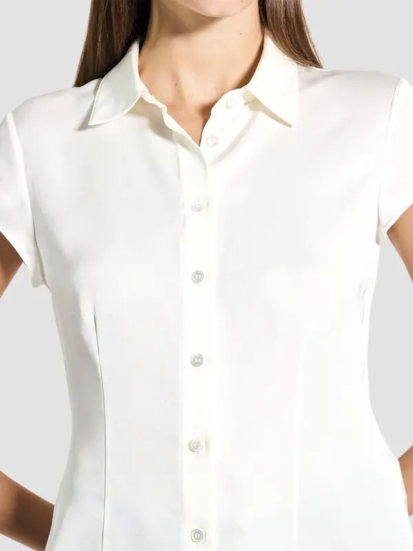 Theory Cap-sleeve Silk Button-front Shirt - Ivory