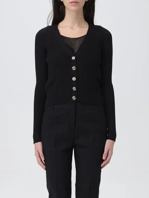 Pinko Ribbed V-neck Cardigan - Black