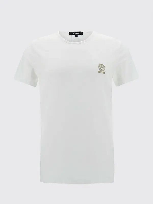 Versace Short-sleeved Slim Fit T-shirt In Cotton With Medusa Logo