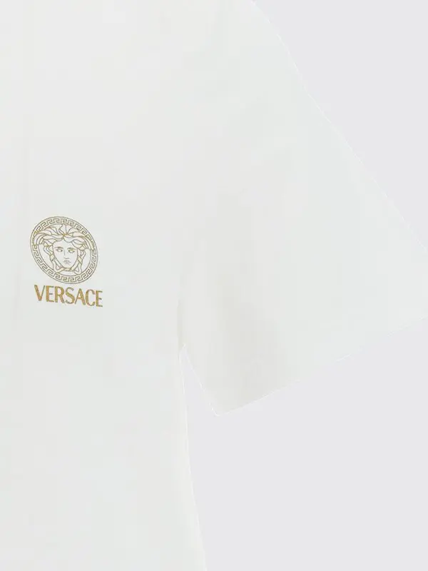 Versace Short-sleeved Slim Fit T-shirt In Cotton With Medusa Logo