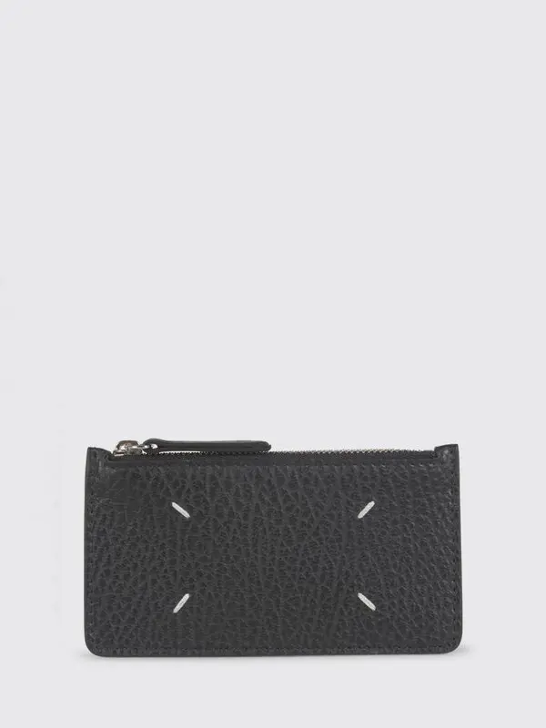 MAISON MARGIELA Four Stitches Hammered Leather Credit Card Holder - Black