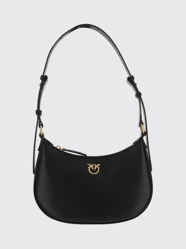 Pinko Love Bag Half Moon Simply Leather Shoulder Bag - Black