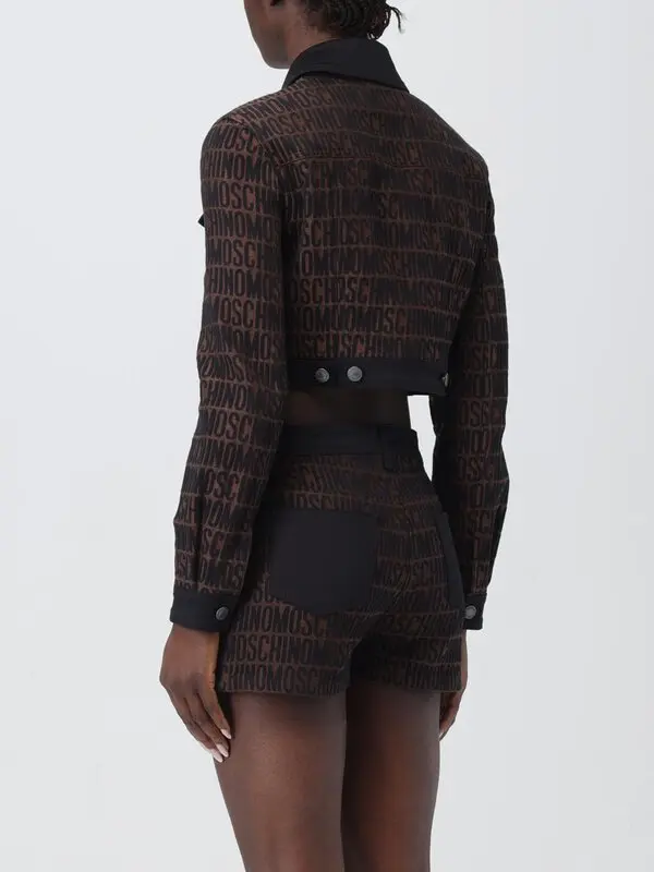 Moschino Cropped Jacket With All-over Logo Print
