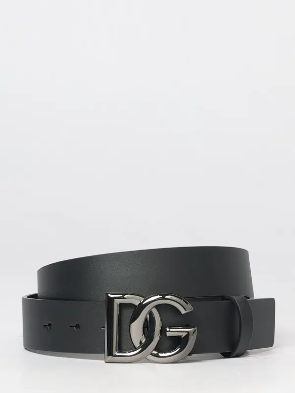 Dolce & Gabbana Smooth Calfskin Leather Belt With Dg Monogram Buckle - Black 1