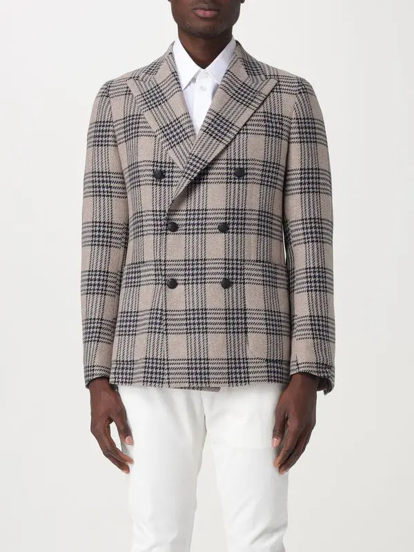 Tagliatore Double-breasted Plaid Blazer - Tobacco