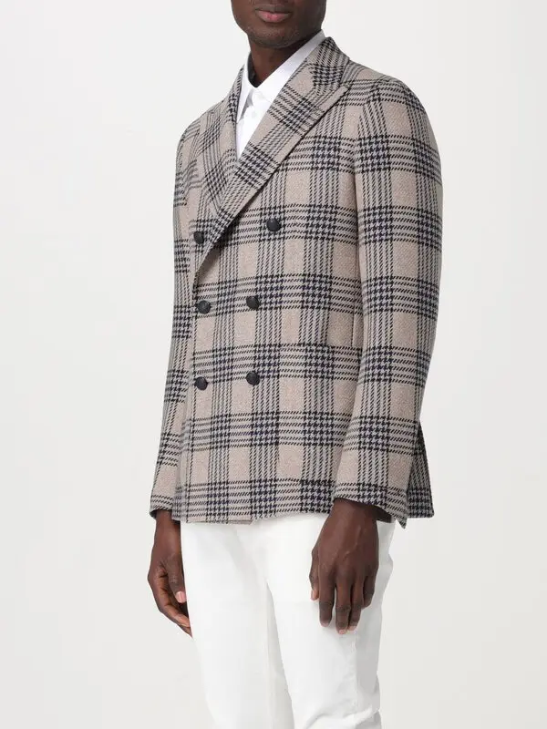 Tagliatore Double-breasted Plaid Blazer - Tobacco