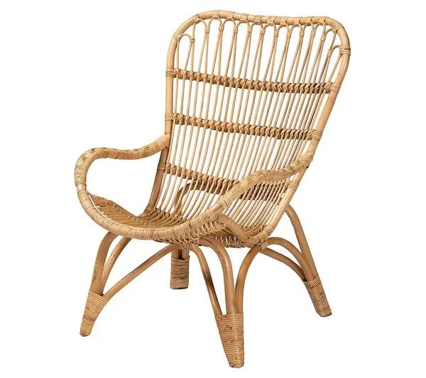 BAXTON STUDIO Earvin Natural Brown Rattan Armchair - One-color