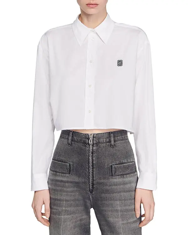 Sandro Kim Cropped Shirt - White