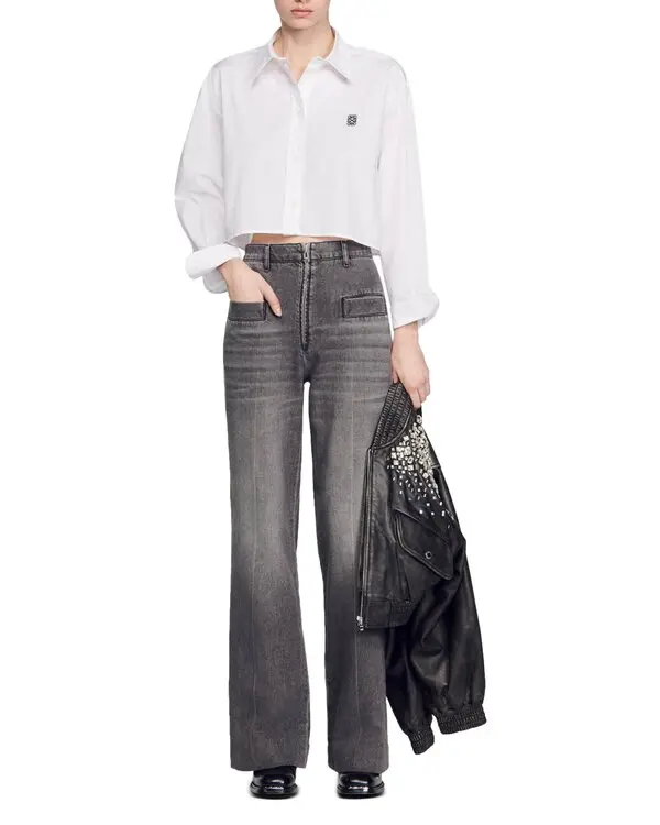 Sandro Kim Cropped Shirt - White