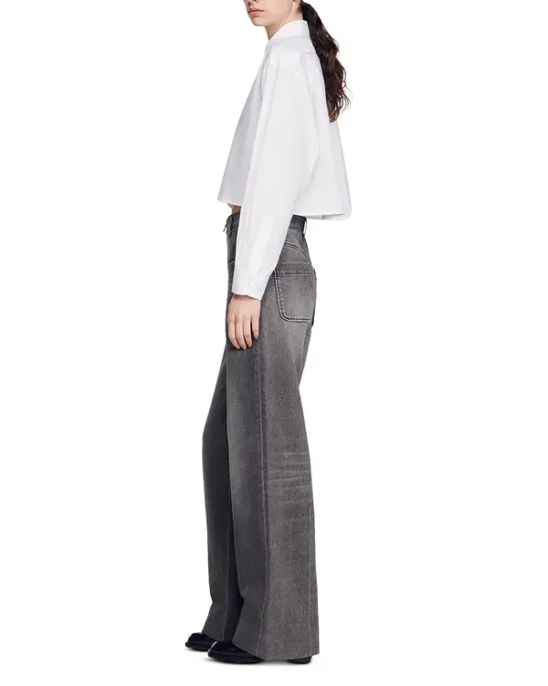 Sandro Kim Cropped Shirt - White