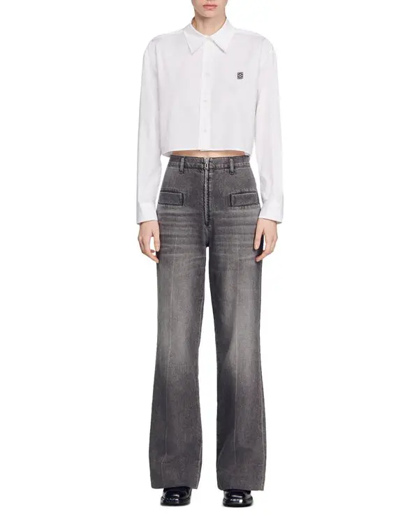 Sandro Kim Cropped Shirt - White