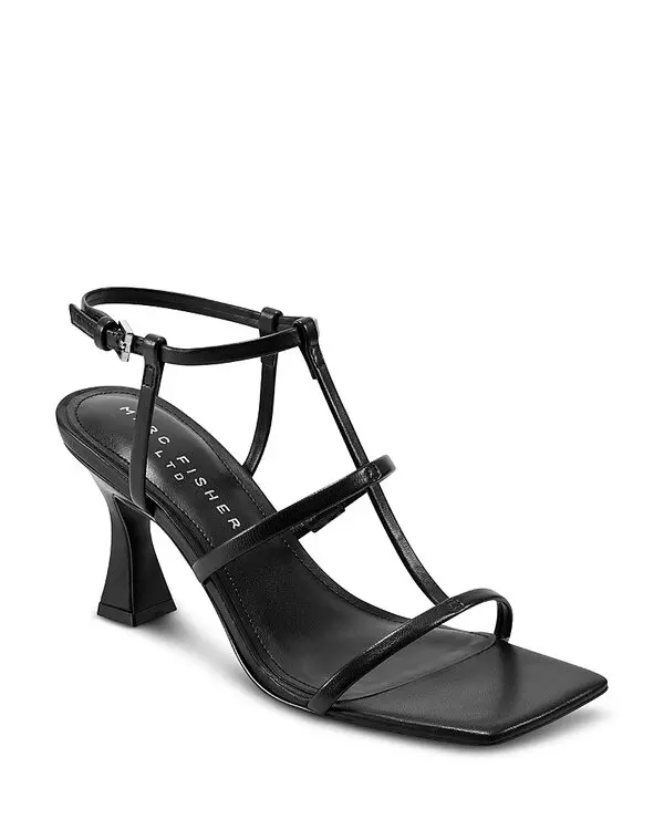 MARC FISHER LTD. Dennie Strappy Mid Heel Sandals - Black