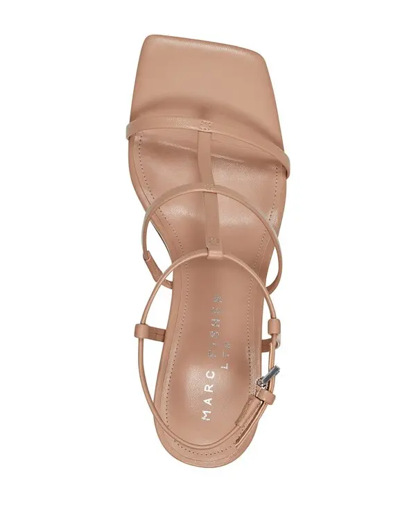 MARC FISHER LTD. Dennie Strappy Mid Heel Sandals - Medium Natural