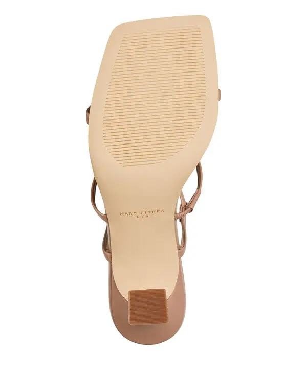MARC FISHER LTD. Dennie Strappy Mid Heel Sandals - Medium Natural