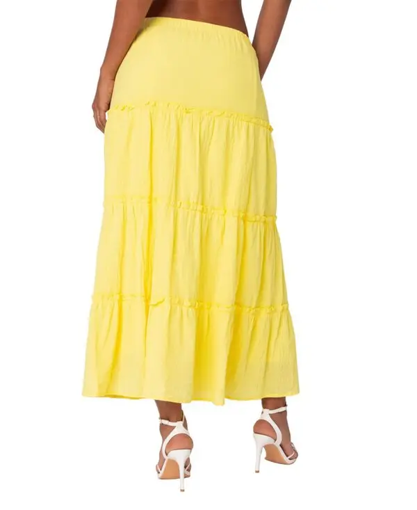 EDIKTED Charlotte Tiered Maxi Skirt - Yellow