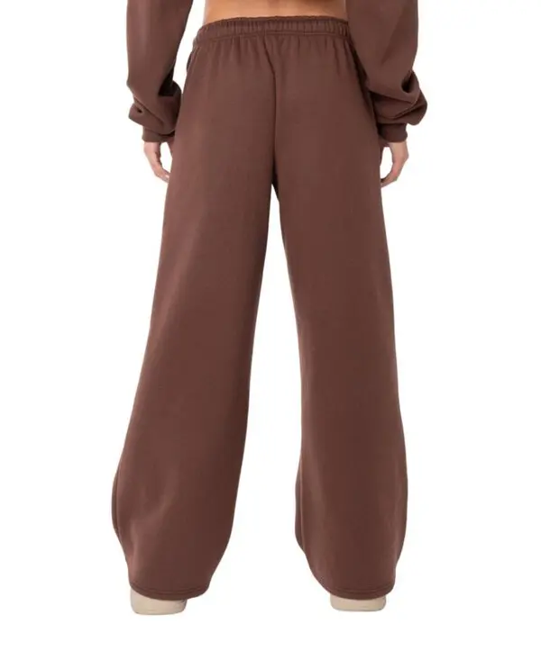 EDIKTED Brenna Low Rise Wide Sweatpants - Brown