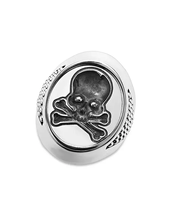 Lagos Sterling Anthem Skull Signet Ring - Silver