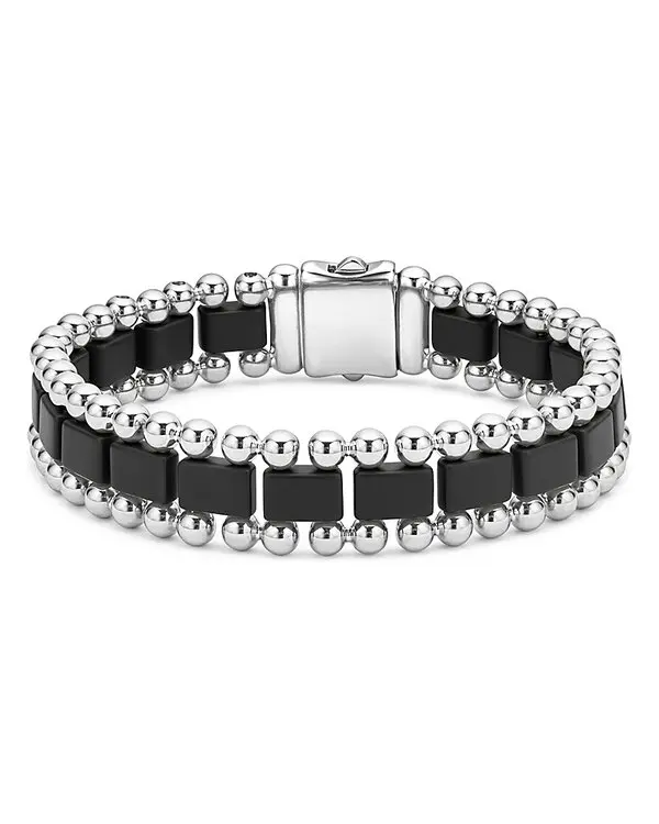 Lagos Stainless Steel And Ceramic Anthem Bracelet - Black/silver