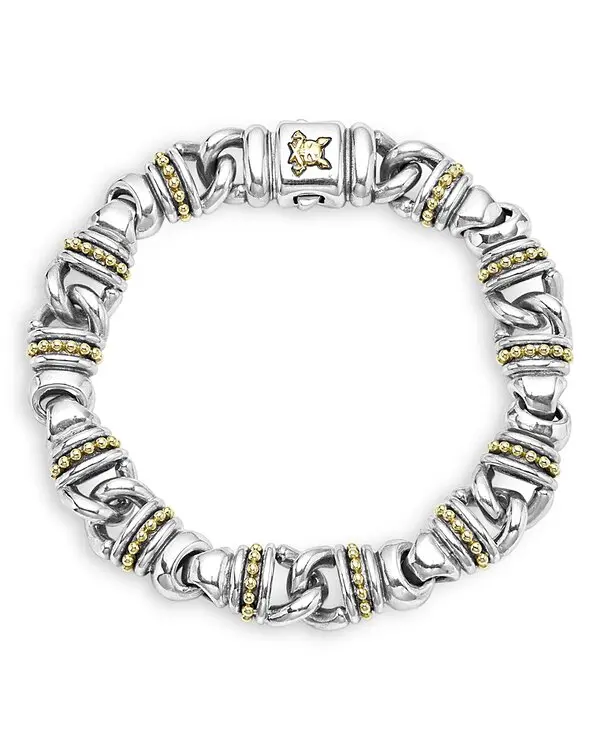 Lagos 18k Yellow Gold & Sterling Silver Anthem Beaded Link Bracelet - Silver/gold
