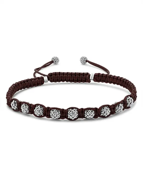 Lagos Sterling Silver Anthem Caviar Bead Macrame Bracelet - Brown/silver