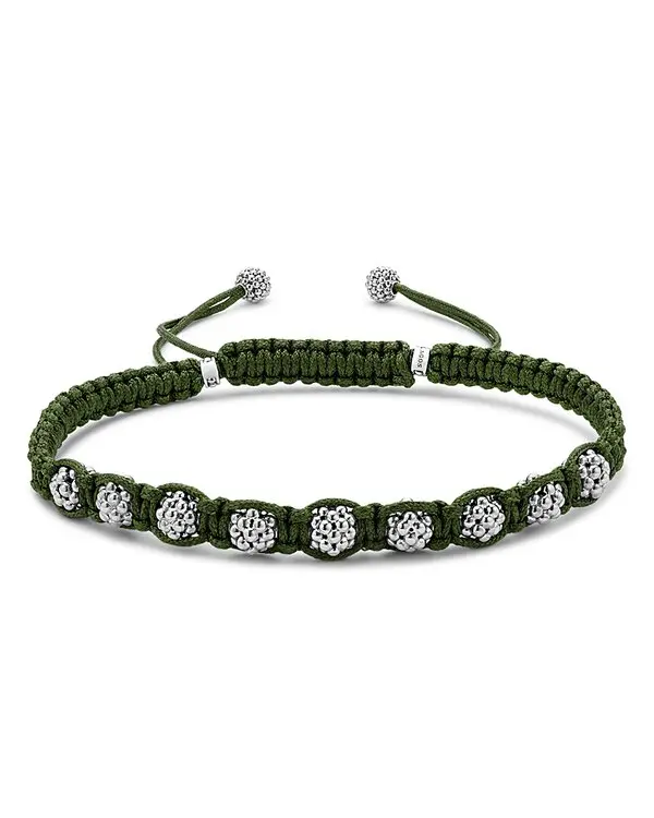 Lagos Sterling Silver Anthem Caviar Bead Macrame Bracelet - Green/silver