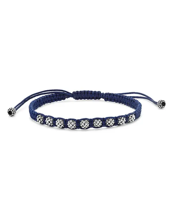 Lagos Sterling Silver Anthem Caviar Beaded Macrame Bracelet - Blue/silver