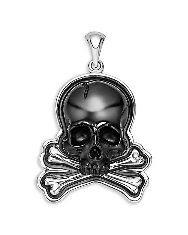Lagos Sterling Silver Anthem Skull & Crossbone Pendant - Black/silver