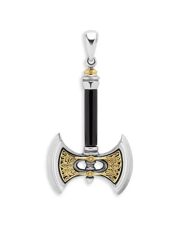 Lagos 18k Yellow Gold And Sterling Silver Black Agate Battle Axe Pendant - Multi