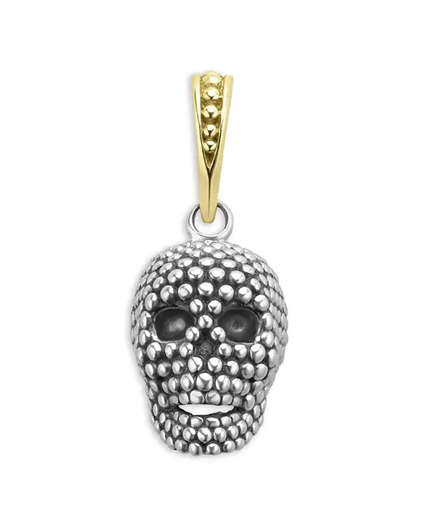 Lagos 18k Yellow Gold And Sterling Caviar Bead Skull Pendant - Silver