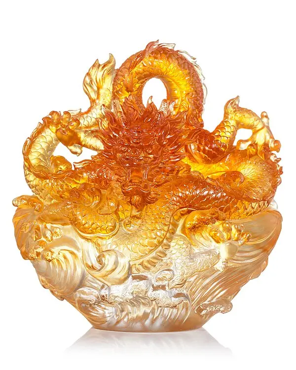 LIULI True Believer Auspicious Joy Crystal Sculpture - Amber