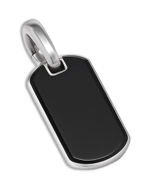 David Yurman Chevron Tag In Sterling Silver, 21mm - Black/silver