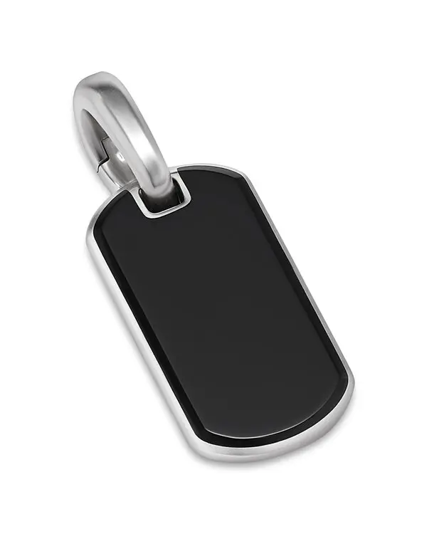 David Yurman Chevron Tag In Sterling Silver, 21mm - Black/silver
