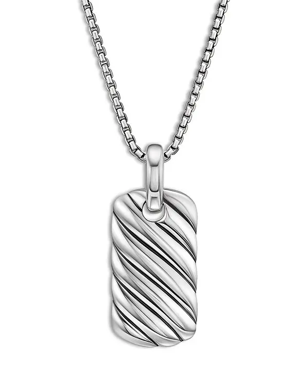 David Yurman Sculptured Cable Dog Tag Enhancer Pendant - Silver