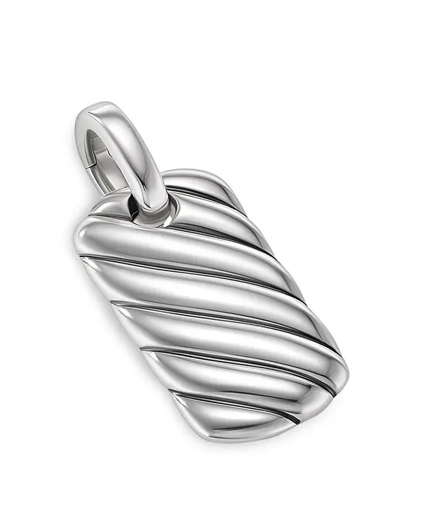 David Yurman Sculptured Cable Dog Tag Enhancer Pendant - Silver