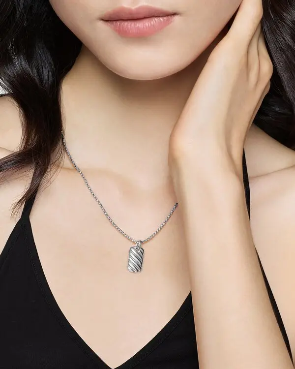 David Yurman Sculptured Cable Dog Tag Enhancer Pendant