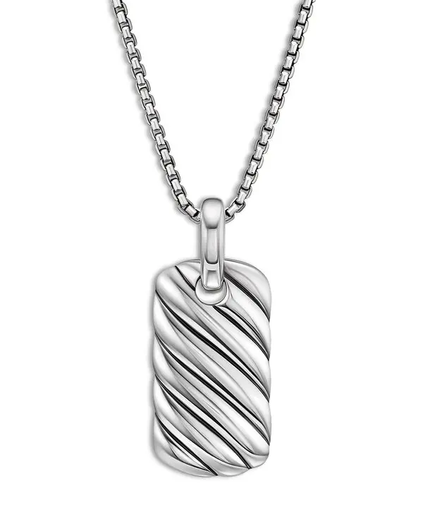 David Yurman Sculptured Cable Dog Tag Enhancer Pendant