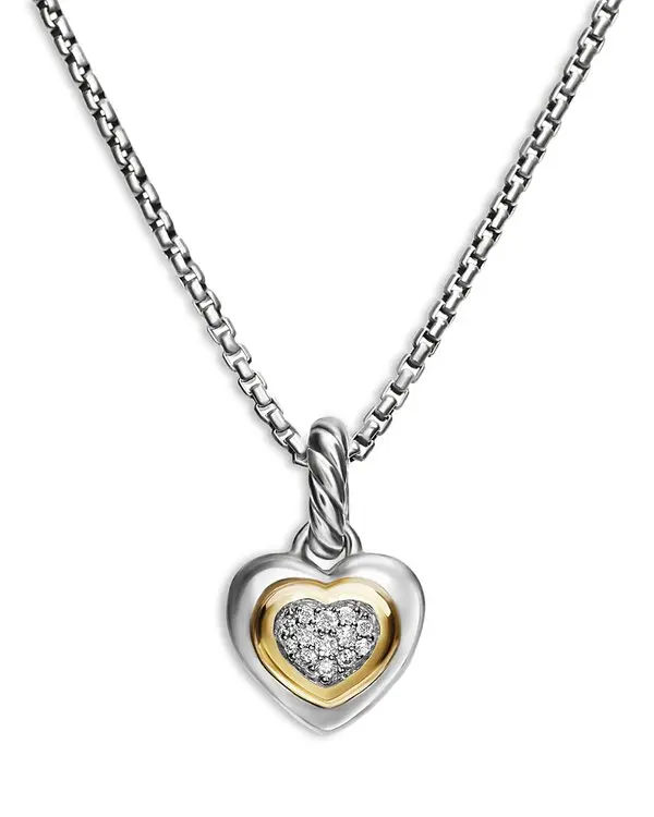 David Yurman Petite Cable Heart Pendant Necklace - Silver